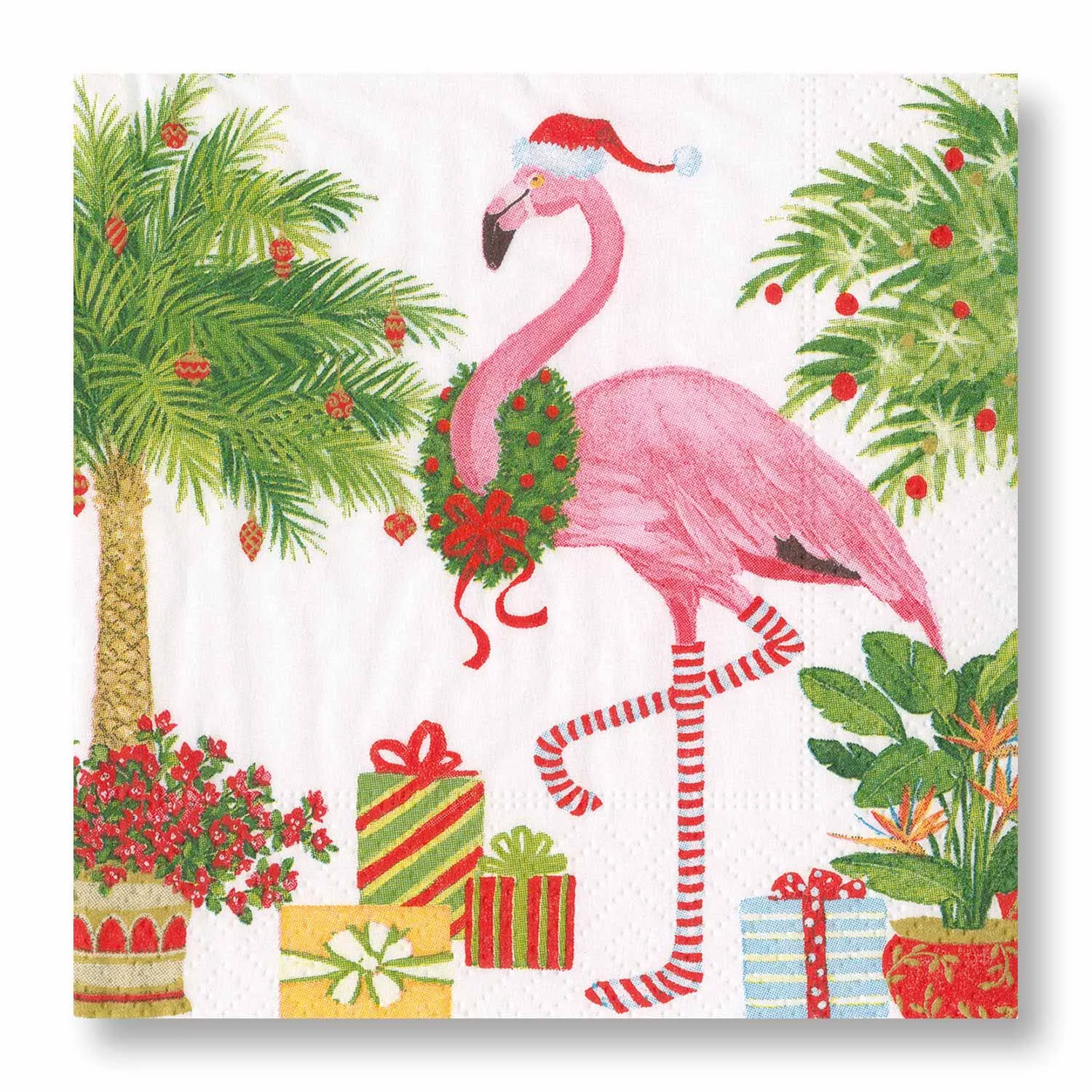 Caspari Christmas Flamingo Cocktail Napkins, Set of 20 | Sur La Table